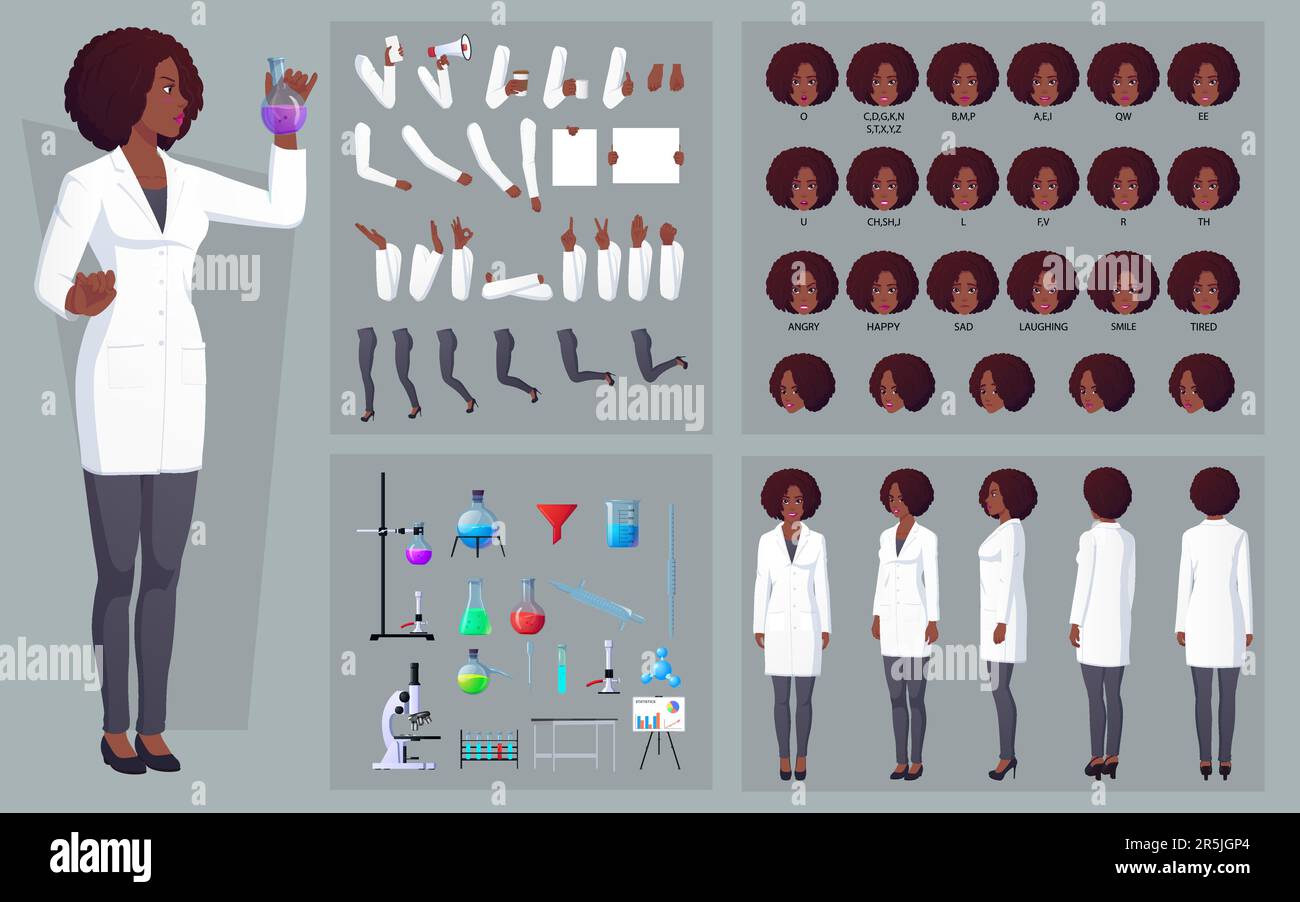 Woman Scientist Character Creation pack Chemist with Laboratory ...