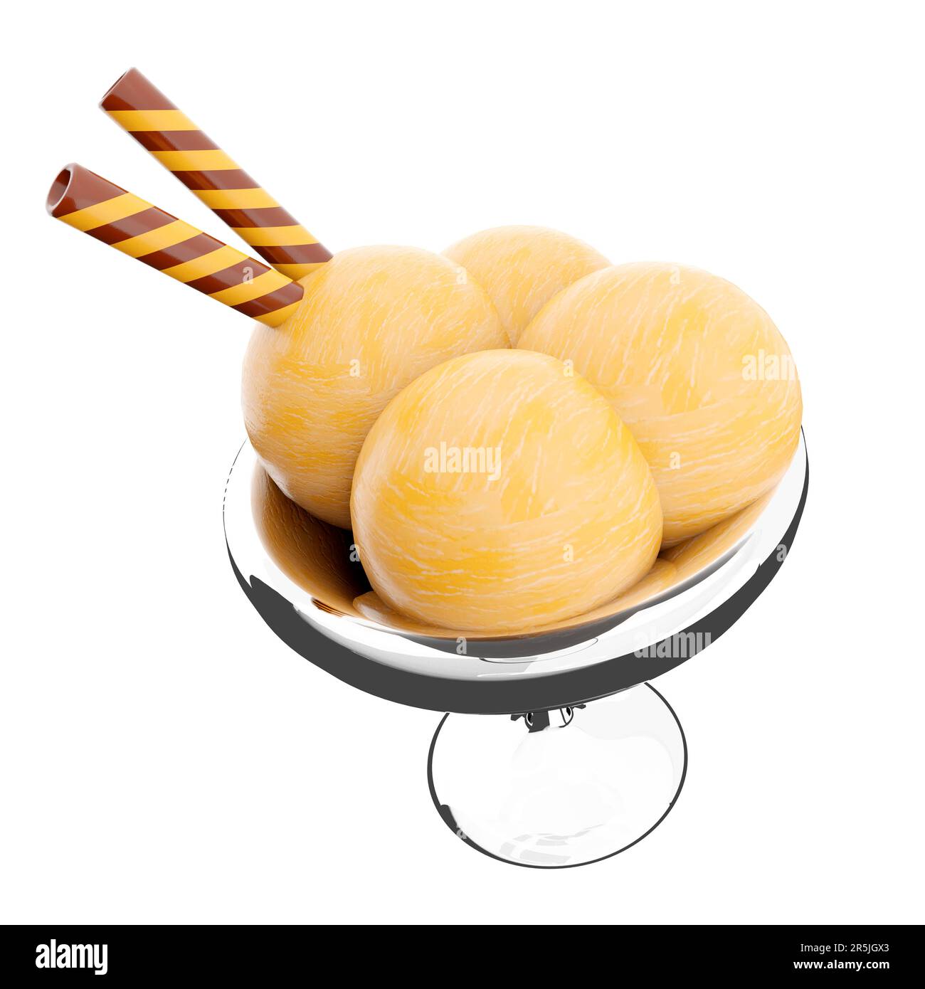 3d rendering four scoops of ice cream in a glass icon. 3d render ...