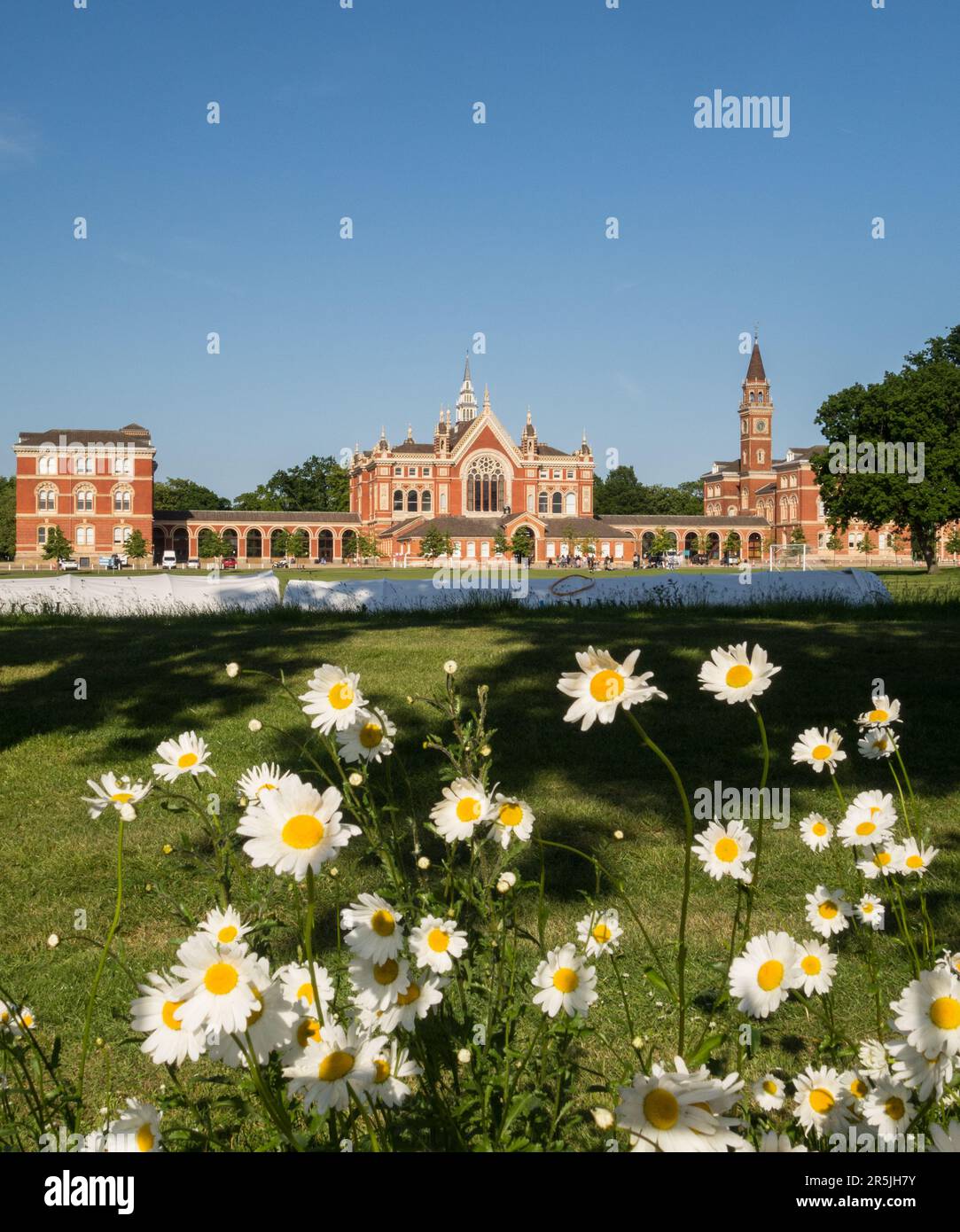 Dulwich College buildings and grounds on a glorious summer's day set ...