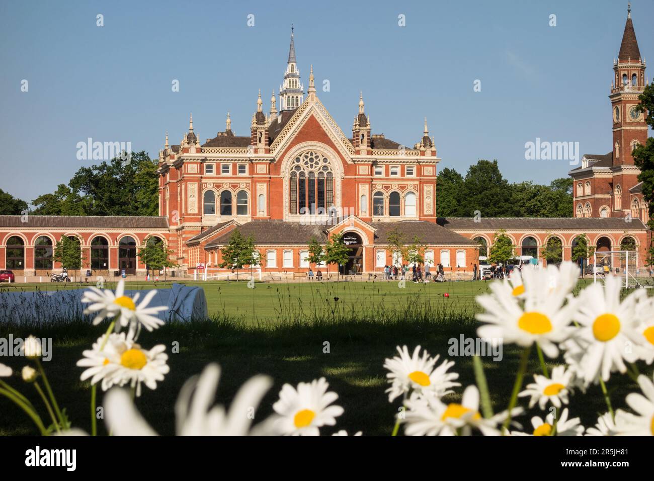 Dulwich College buildings and grounds on a glorious summer's day set ...