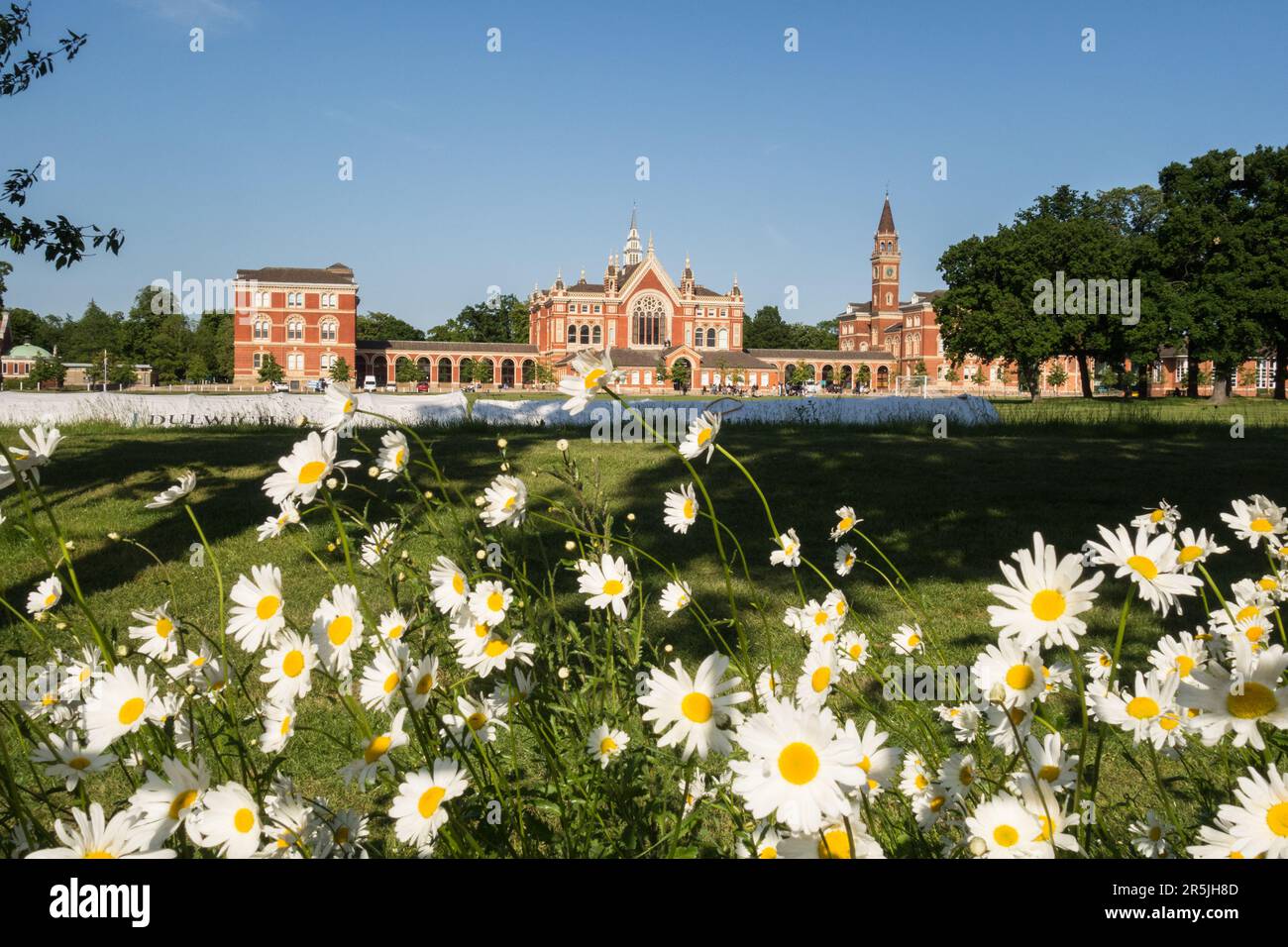 Dulwich College buildings and grounds on a glorious summer's day set ...
