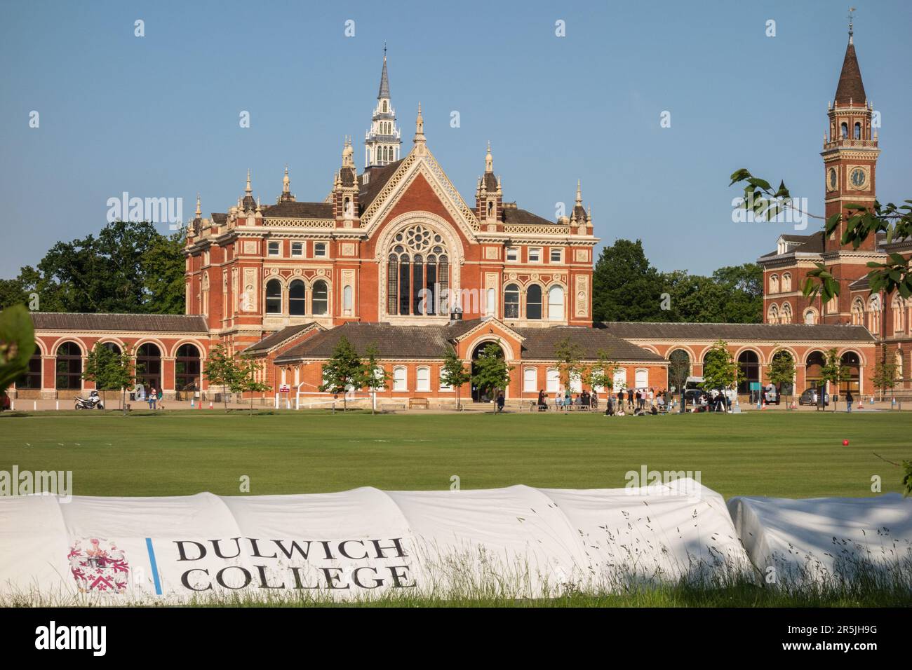 Dulwich College buildings and grounds on a glorious summer's day set ...