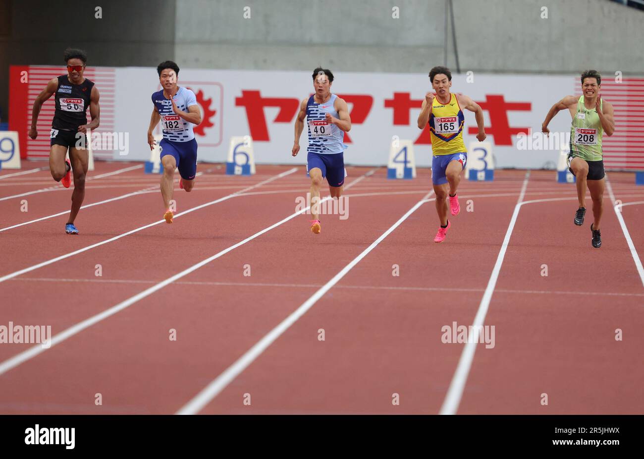 Ryuichiro Sakai of Japan (40) competes during men's 100m of Japan ...