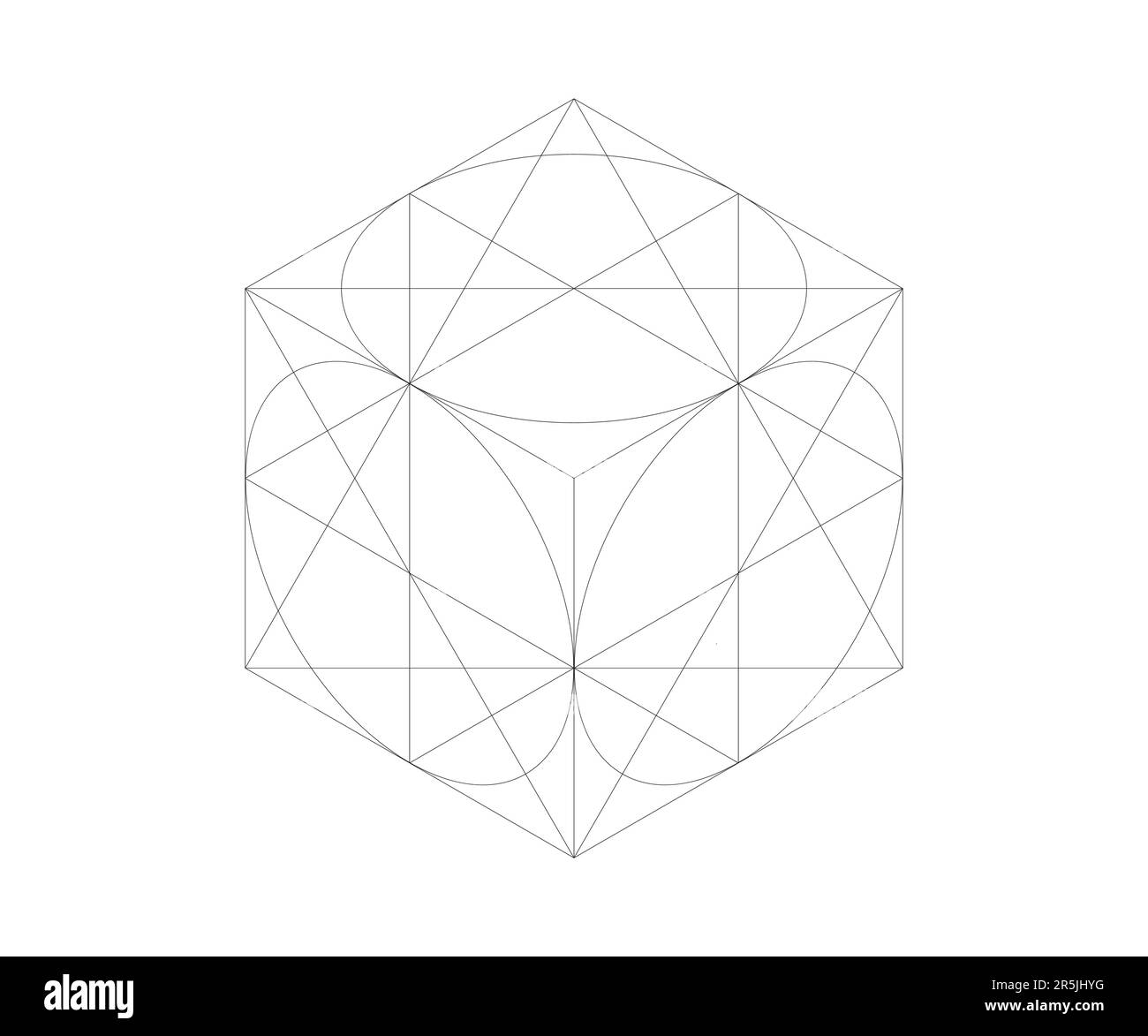 Isometric drawing of a cube with circles inscribed Stock Vector Image ...