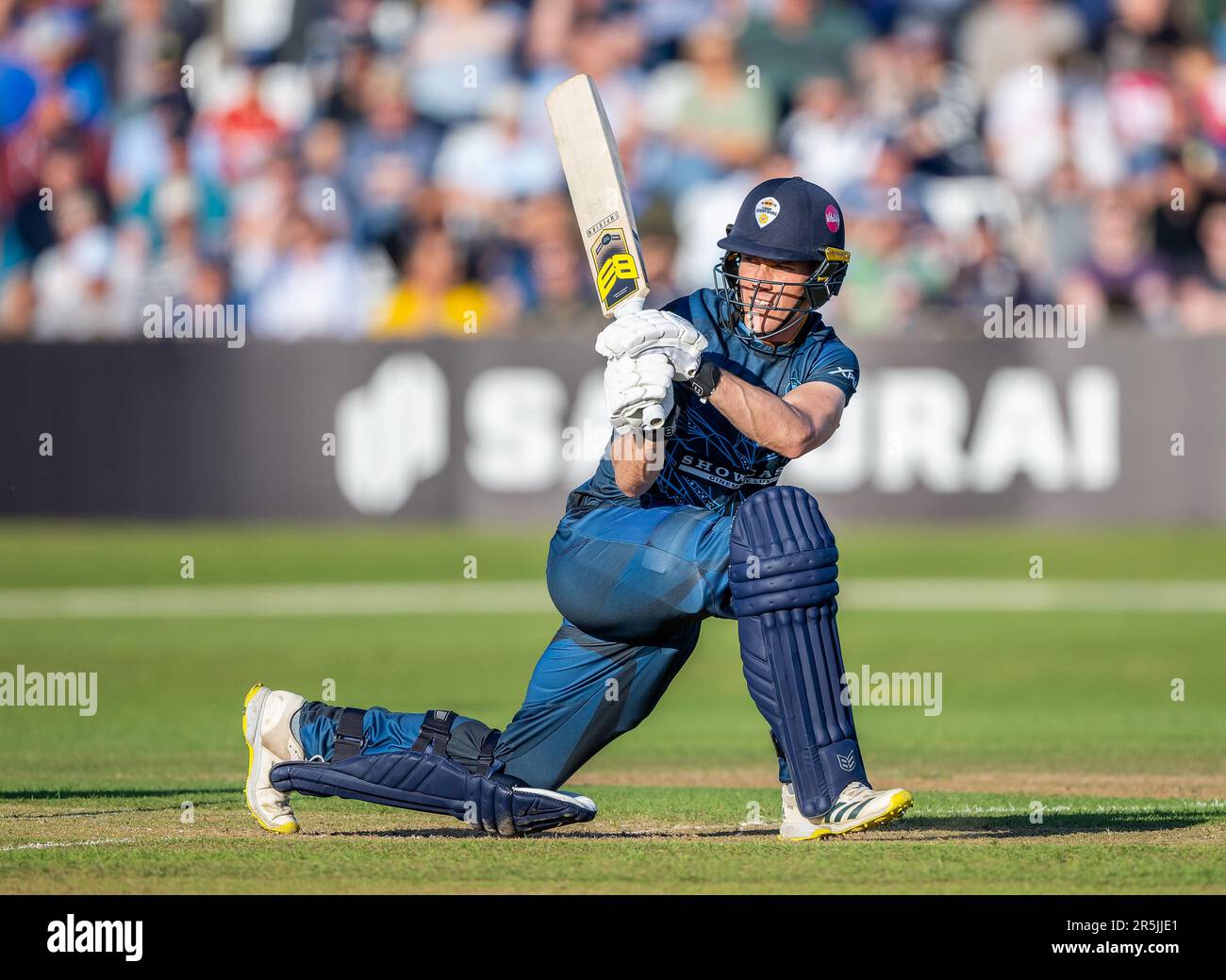 Luis Reece batting for Derbyshire Falcons in a Vitality Blast T20 match ...