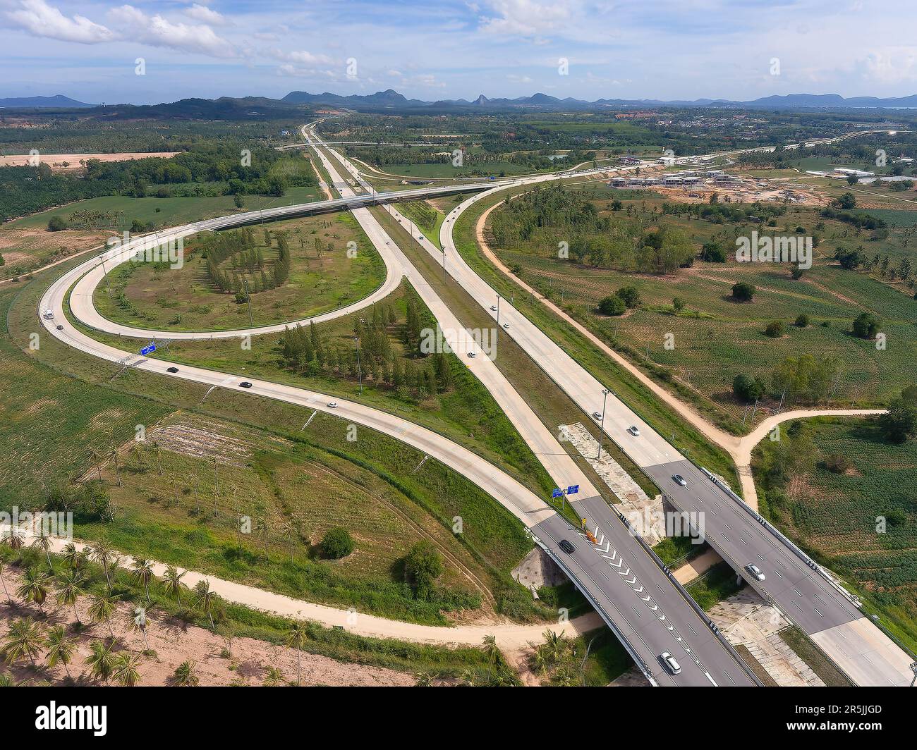 Motorway exit on road number 7 between Bangkok and Map Ta Put in ...