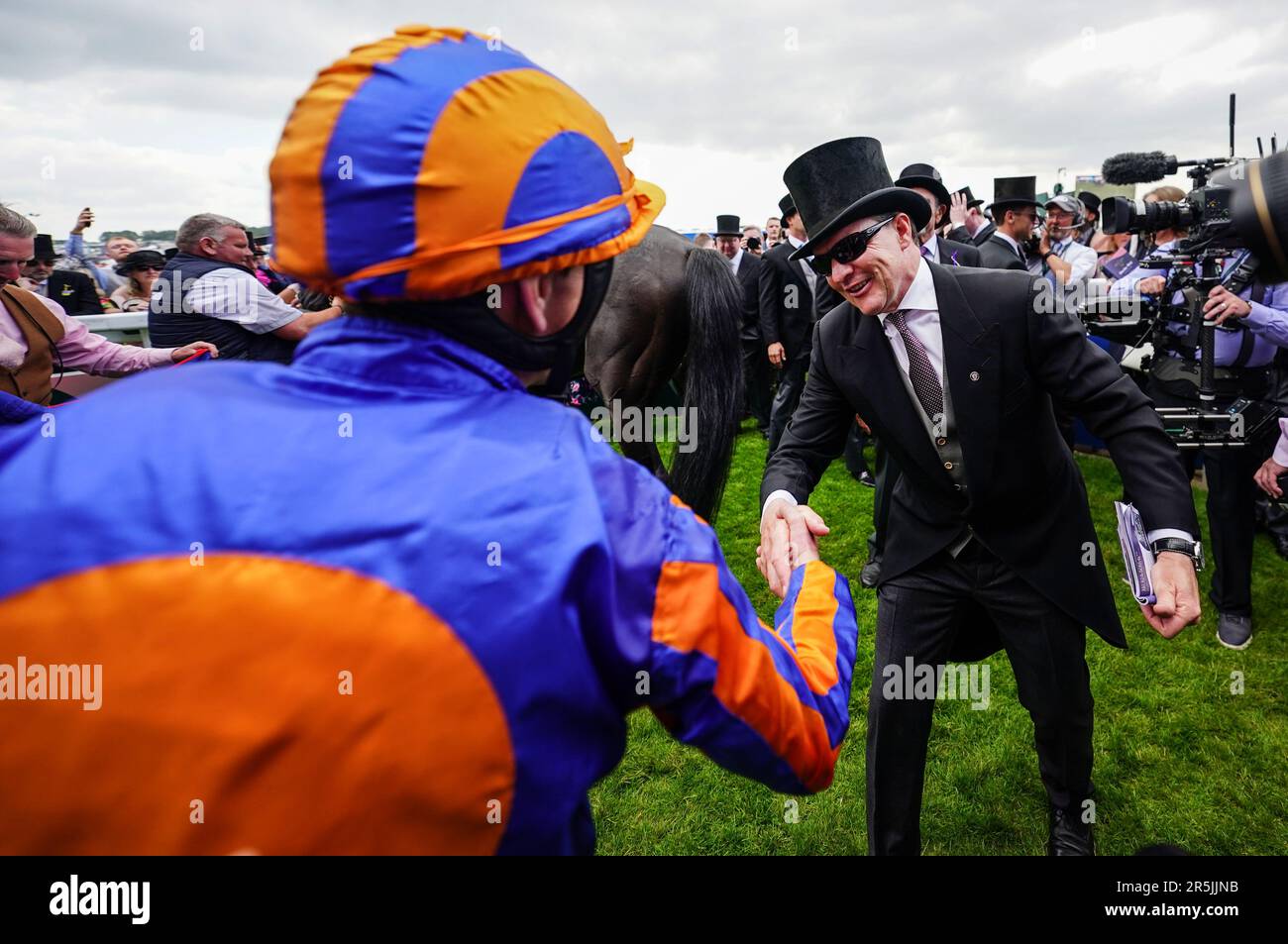 Trainer Aidan O'Brien and Ryan Moore (left) celebrates winning The ...