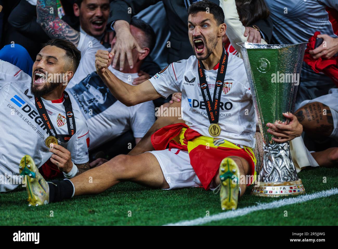 Jesus Navas of Sevilla celebrates with a trophy after the UEFA Europa ...