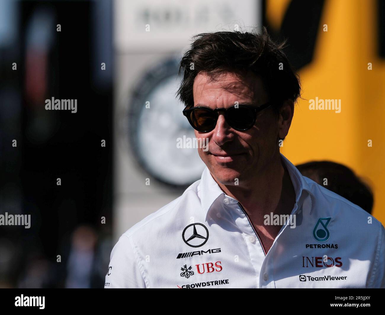 Barcelona, Spain. 04th June, 2023. Toto Wolff during the arrival of the pilots before the ...