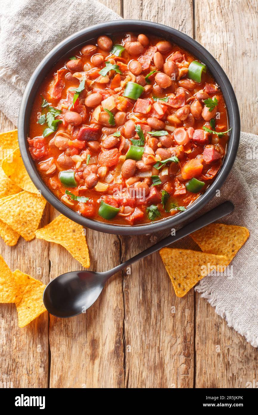 Frijoles charros or charros beans mexican traditional food with chorizo ...