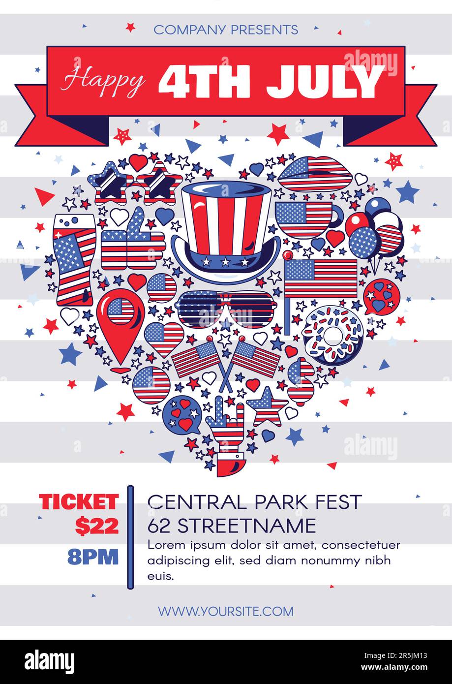 Heart shaped July 4th Independence Day collage. Patriotic holiday ...