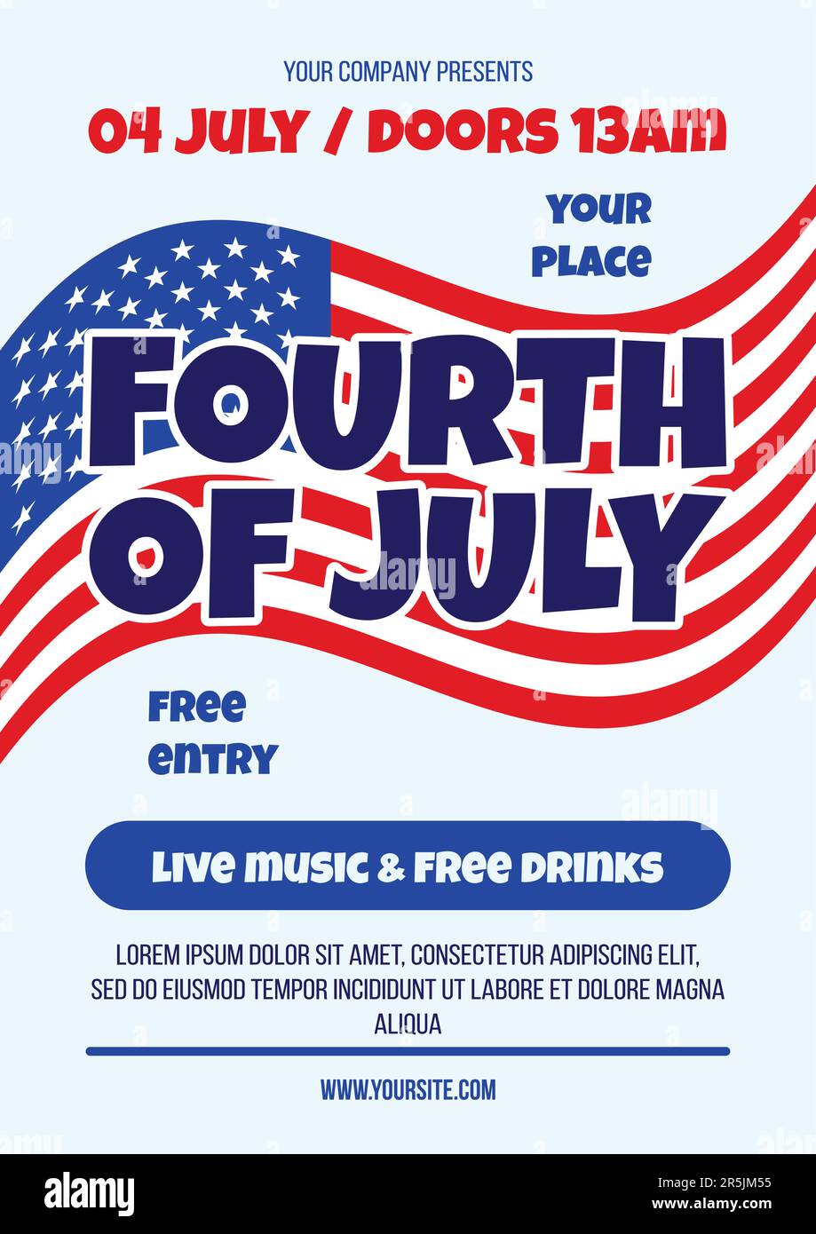 July 4th Independence Day collage with waving American flag. Patriotic ...