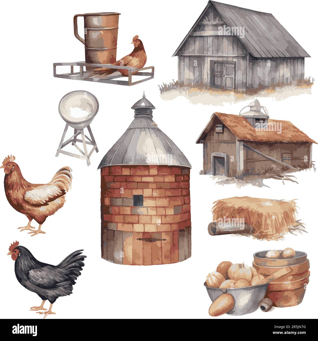 Various items from the farm.Instruments and food Stock Vector Image ...