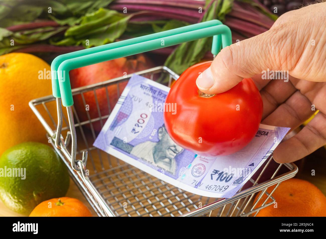 Prices of food, vegetables and fruits in India, Financial concept ...