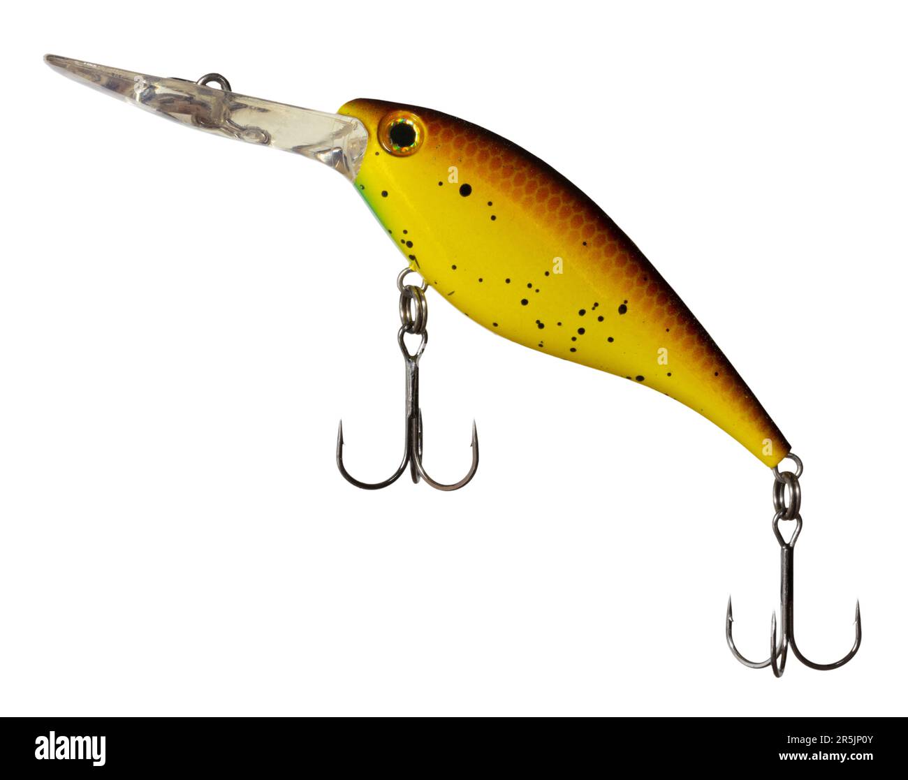 Fishing lure with a big bill and yellow and brown coloration Stock ...