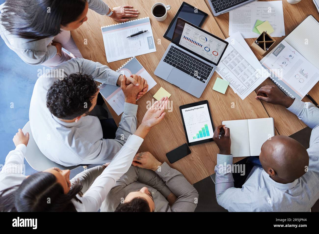 Research, planning and teamwork with business people in meeting from ...