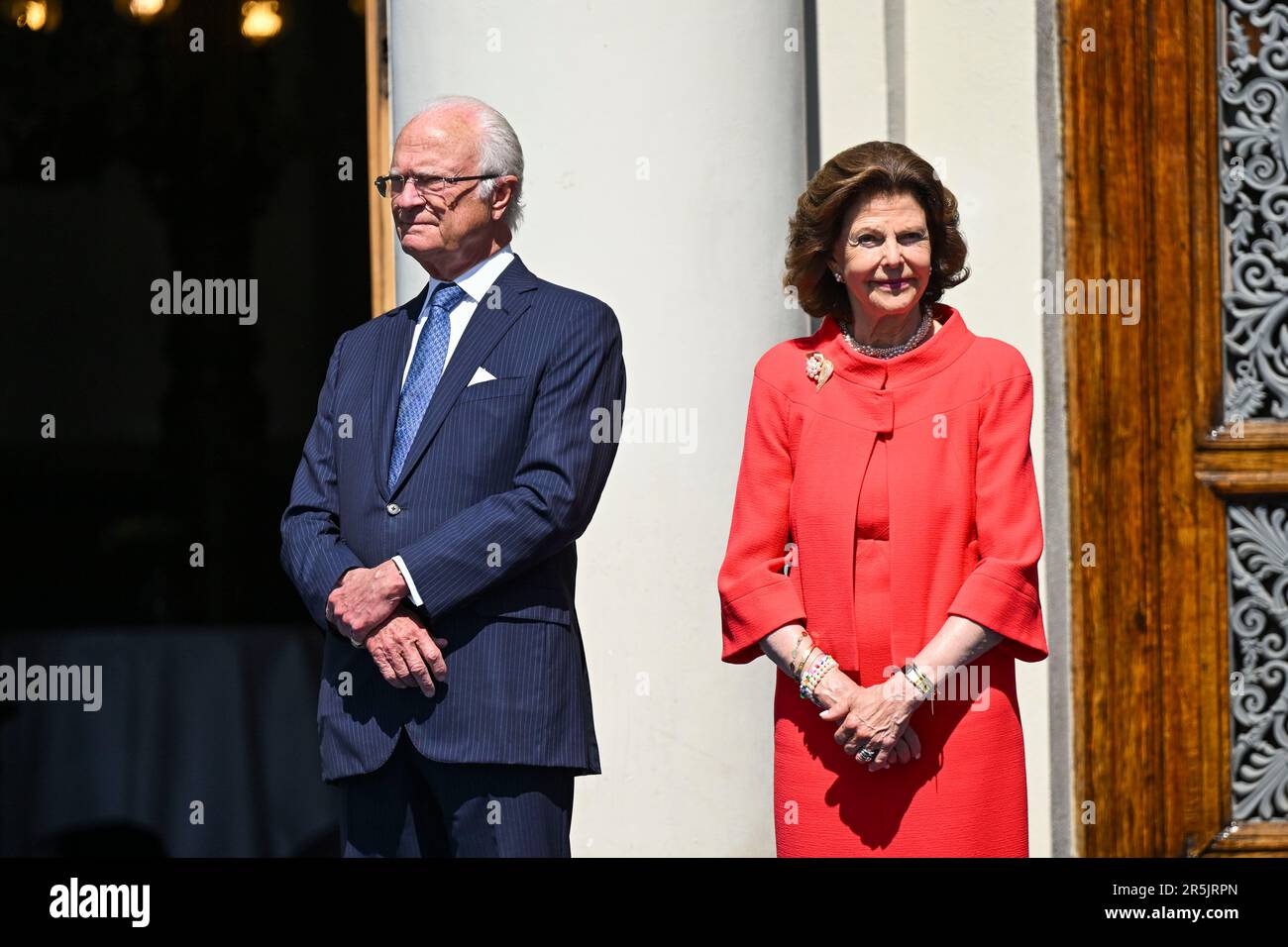 King Carl Gustaf and Queen Silvia at Gustaf Adolfs Torg during their ...
