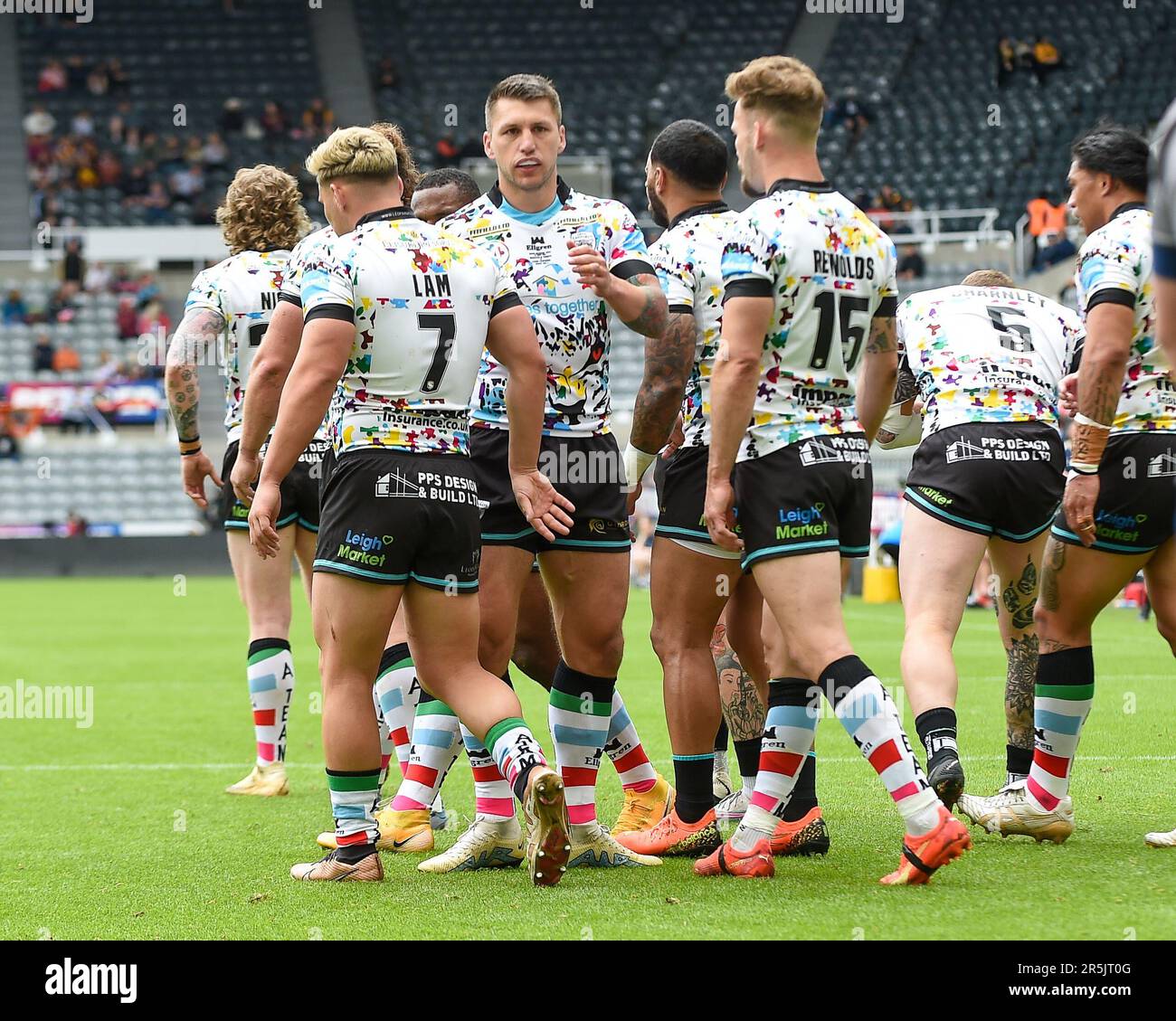 Leigh celebrate a try that is later given as no try by the video referee during the Magic ...