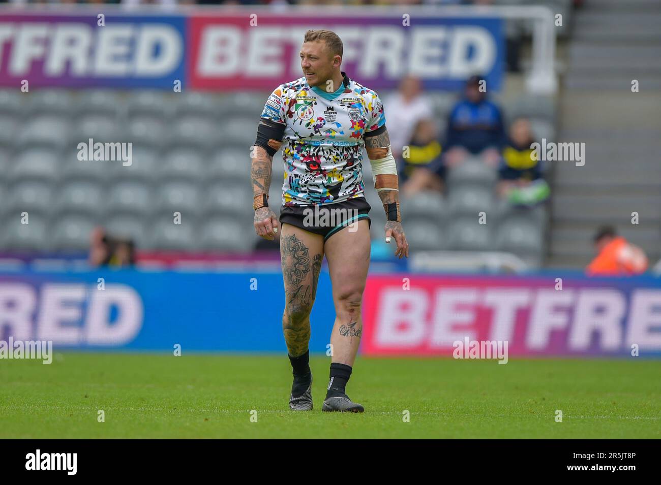 Josh Charnley #5 of Leigh Leopards during the Magic Weekend match ...