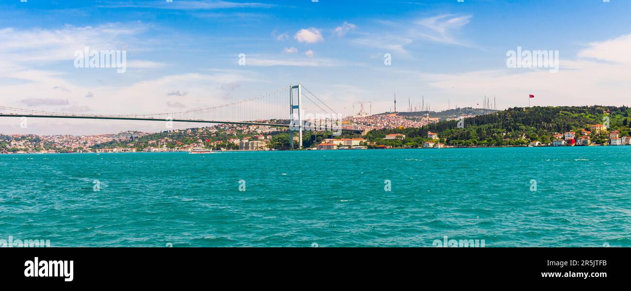 Istanbul view from Bosphorus strait, Turkey. Summer travel and tourism ...