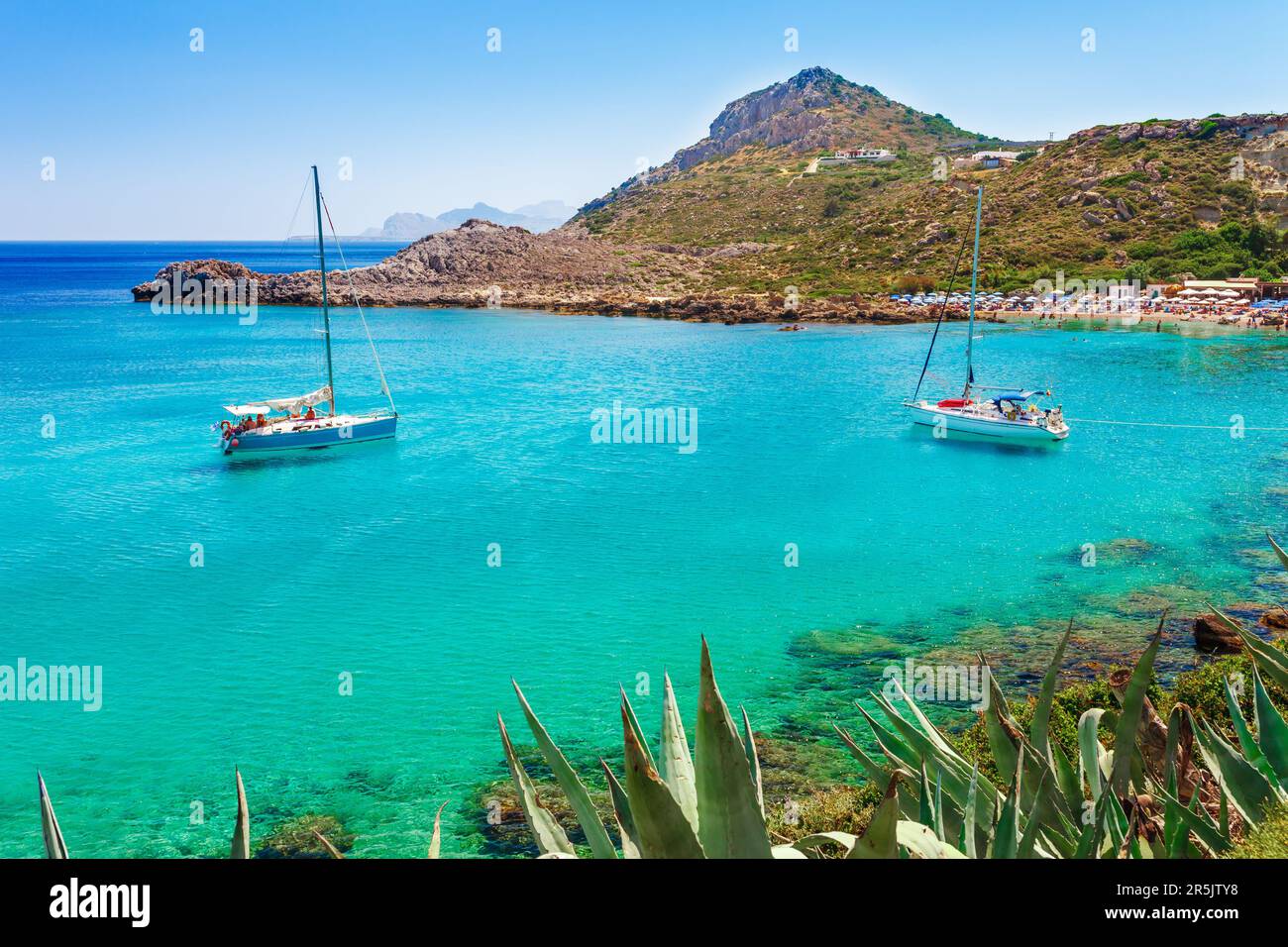 Sea skyview landscape photo Ladiko bay near Anthony Quinn bay on Rhodes ...