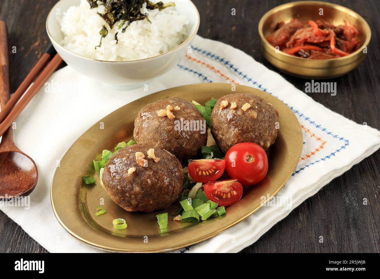 Tteokgalbi, Korean Grilled Short Rib Beef Pork Patty. Served with Rice ...