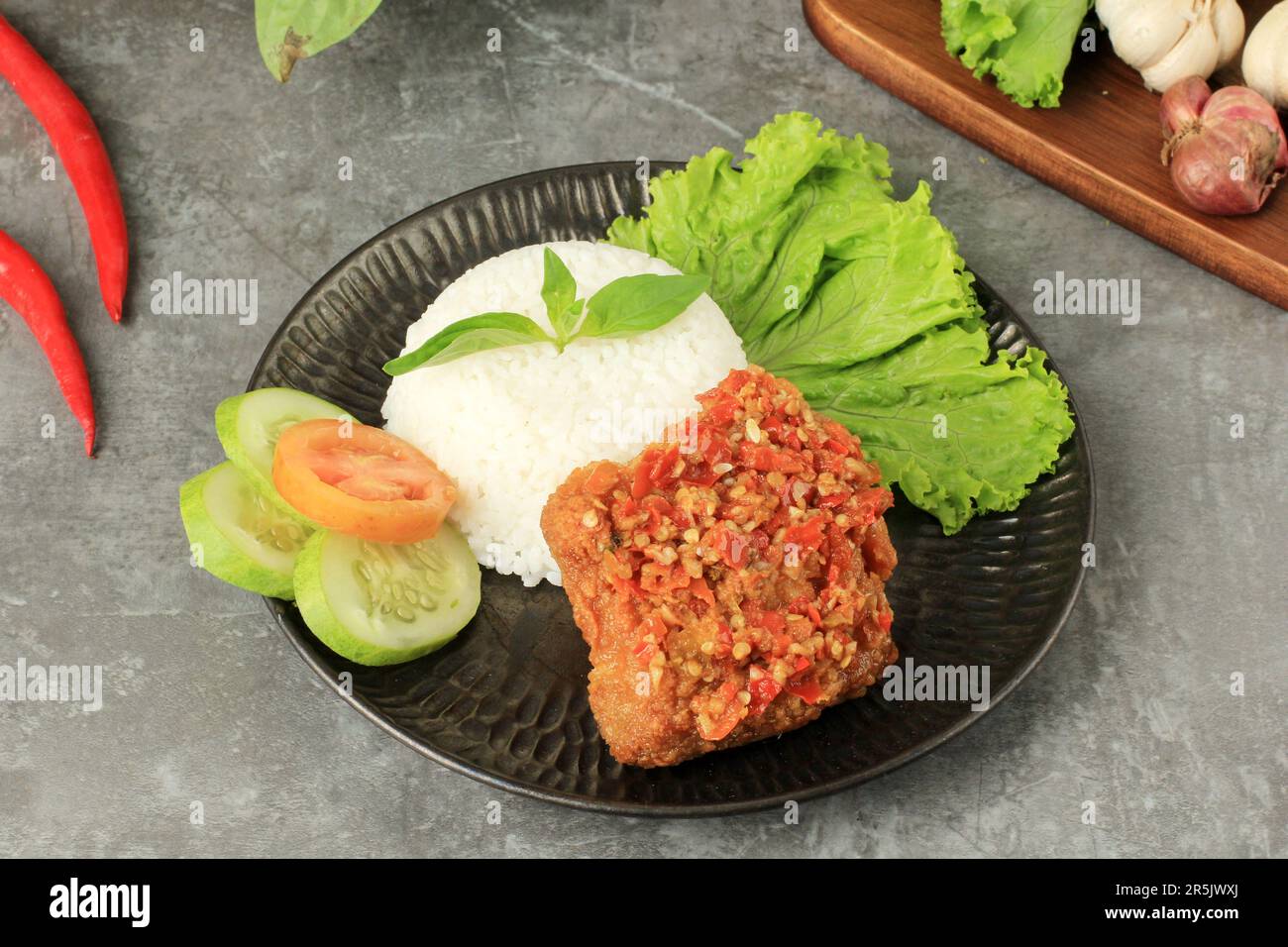 Ayam Geprek is Popular Street Food in Indonesia. Made from Crispy Chicken Smashed in Sambal ...