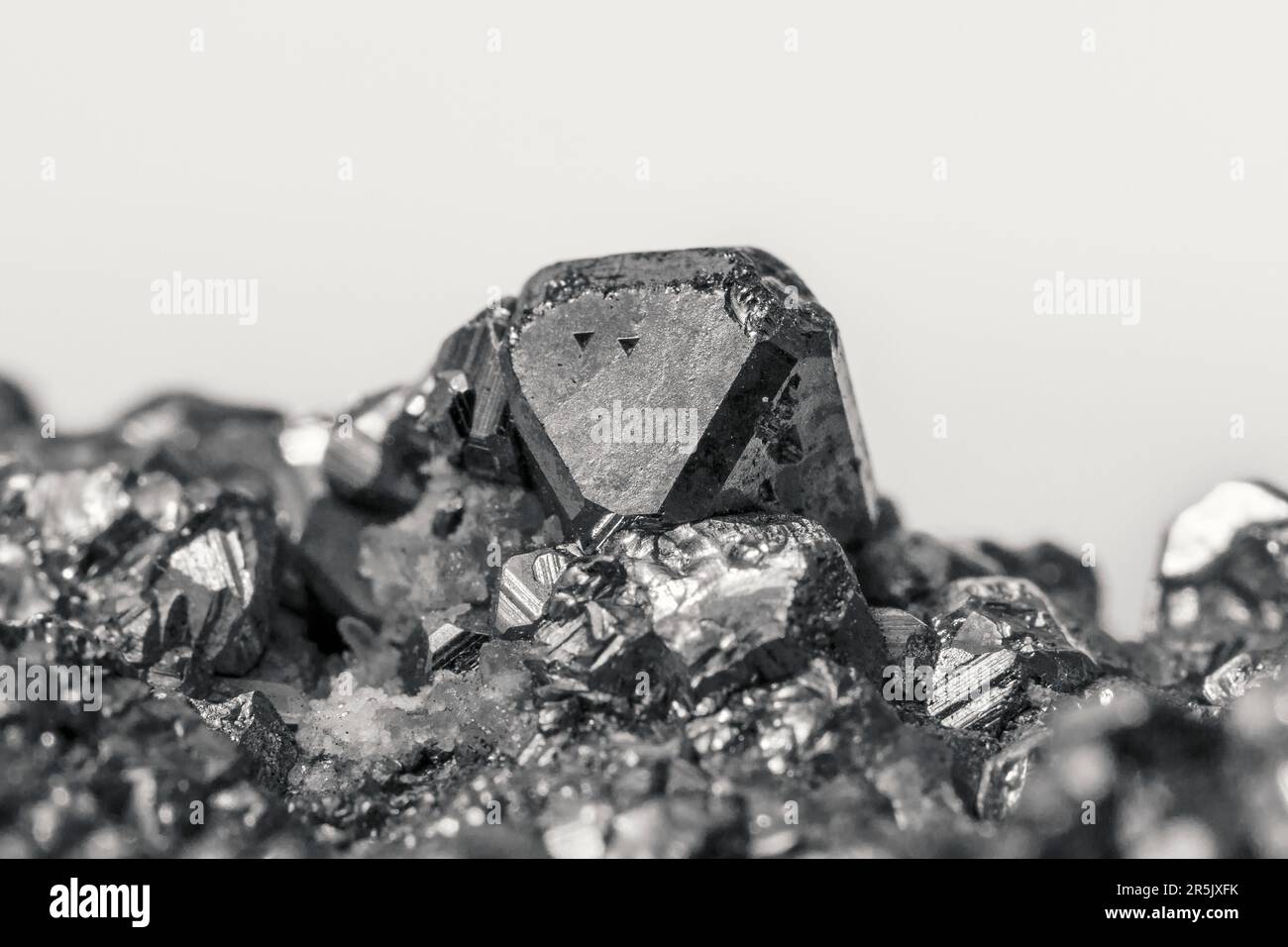 A macro of a black and white pyrite mineral Stock Photo - Alamy