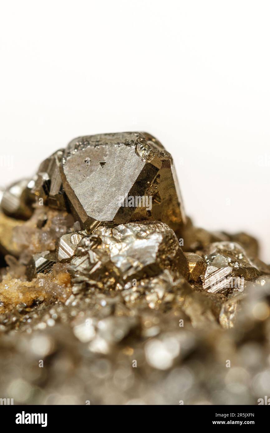 A macro of a natural pyrite mineral with its golden hues Stock Photo ...