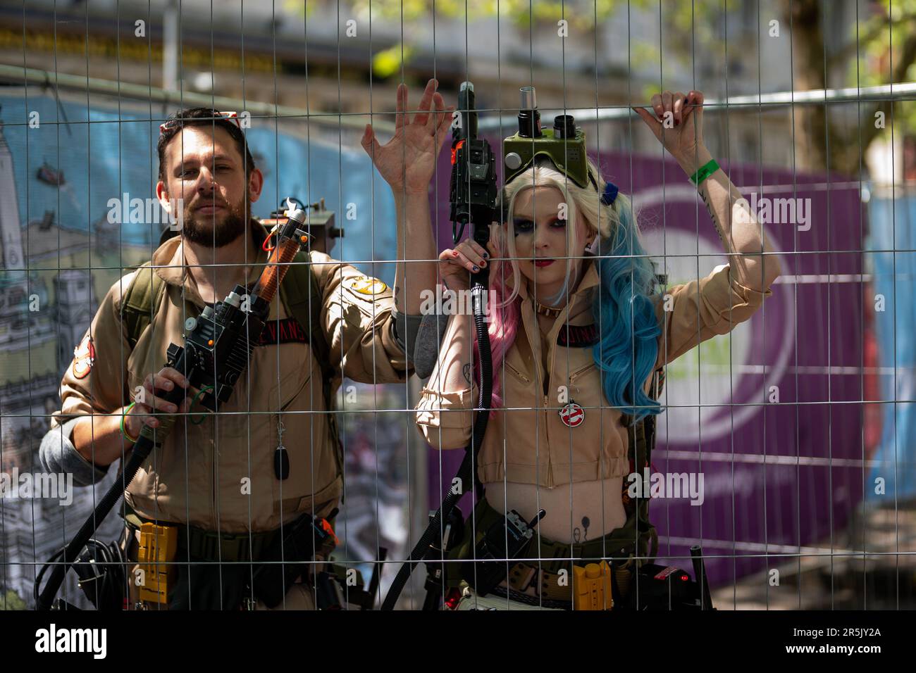 Ghostbusters cosplayers during Comic Con at the Portsmouth Guildhall ...