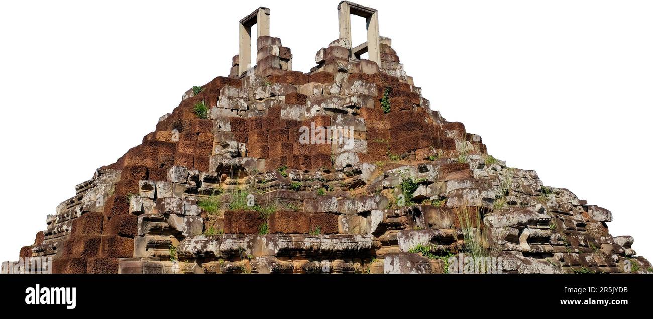 The top of an ancient stone pyramid, a ruined ancient structure ...