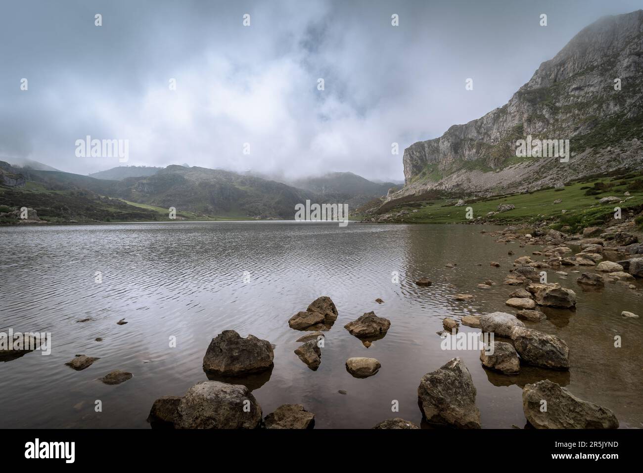 Covadonga lakes landscape. Picos de Europa national park. Asturias . Spain Stock Photo - Alamy