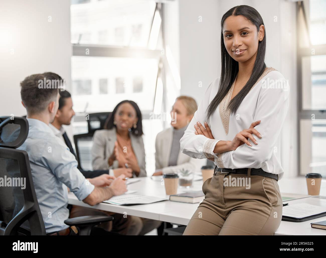 Portrait, woman and auditor with arms crossed for business, leadership ...