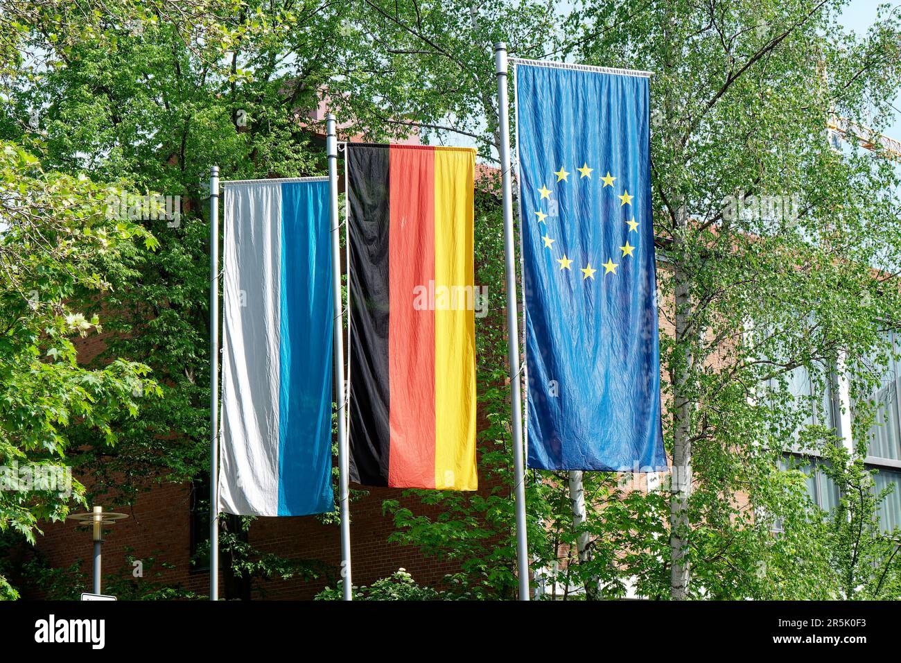 Flags of Bavaria, Germany and Europe lined up in a row Stock Photo - Alamy