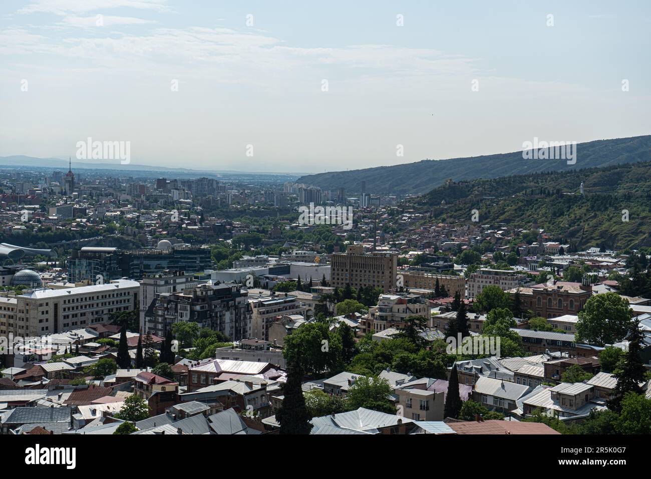 Tbilisi's cityscape from the Mtatsminda hill in downtown Stock Photo ...