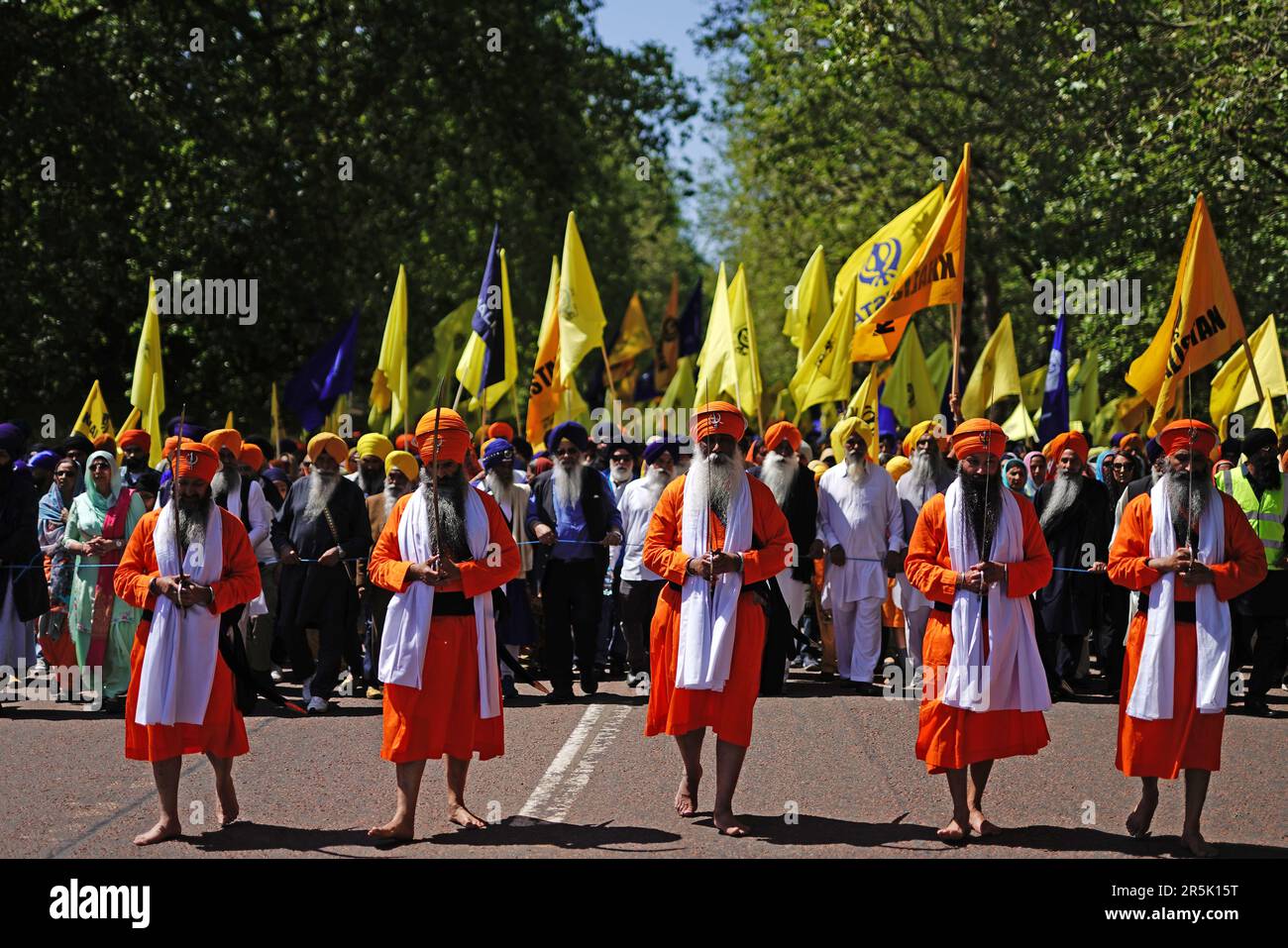 Members of the Sikh community from across the UK march to Trafalgar ...