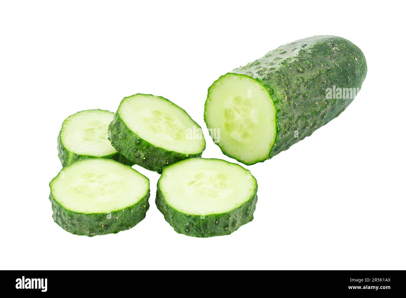 Cucumber slice isolated. Cucumber on white. Full depth of field. File ...
