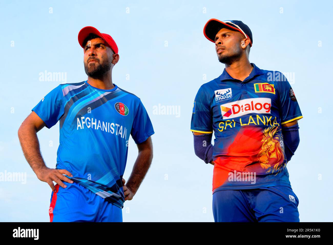 Hambantota, Sri Lanka. 04th June 2023. Team captains Dasun Shanaka (R ...