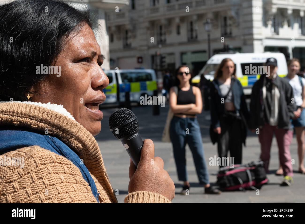 London, UK. 4 June, 2023. Indigenous Yukpa leader Esneda Saavedra ...
