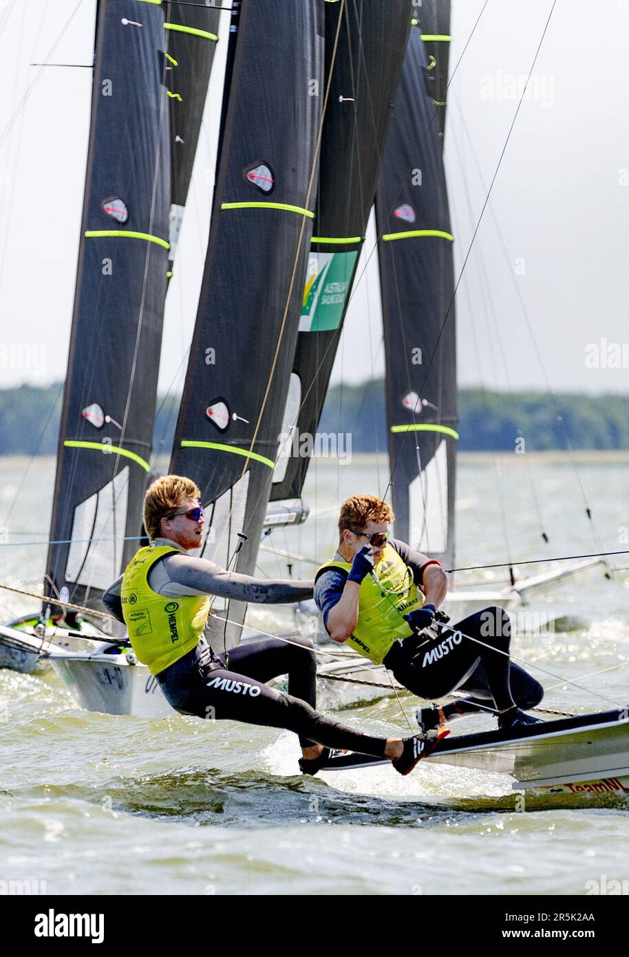ALMERE - Floris van de Werken and Bart Lambriex in the 49er class ...