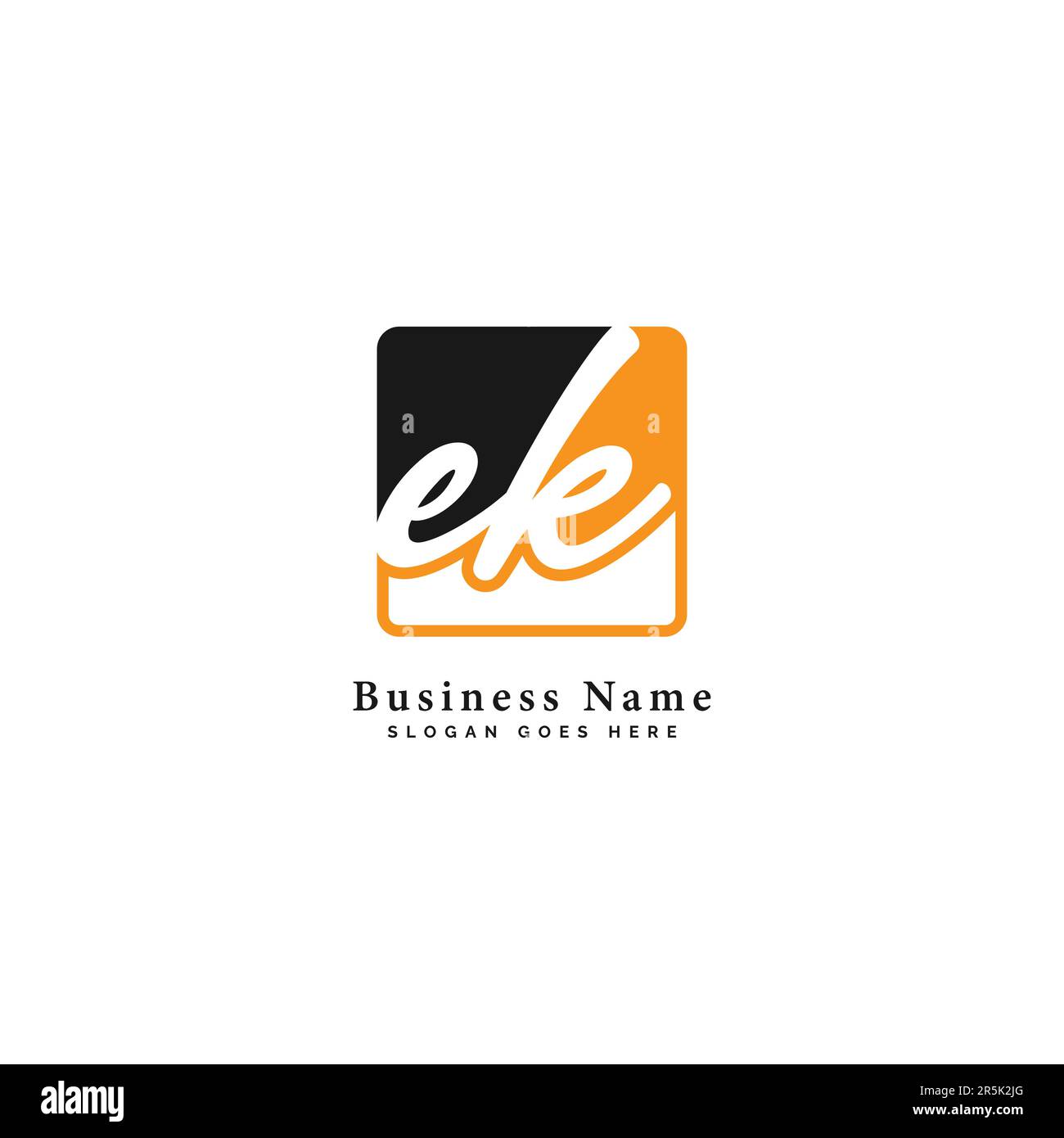 E K Ek Initial Letter Handwritten And Signature Vector Image Template In Square Shape Logo