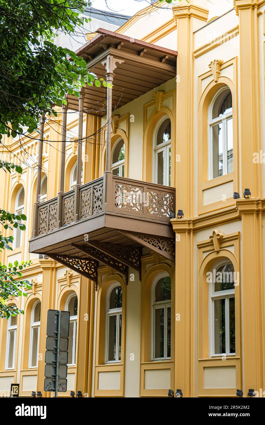 Traditional Georgian wooden carving balconies of Old Tbilisi Stock ...