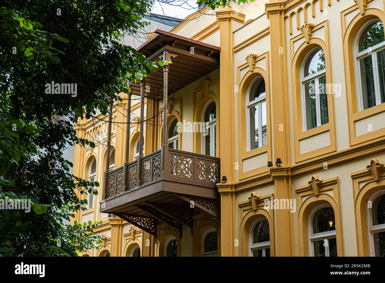 Traditional Georgian wooden carving balconies of Old Tbilisi Stock ...