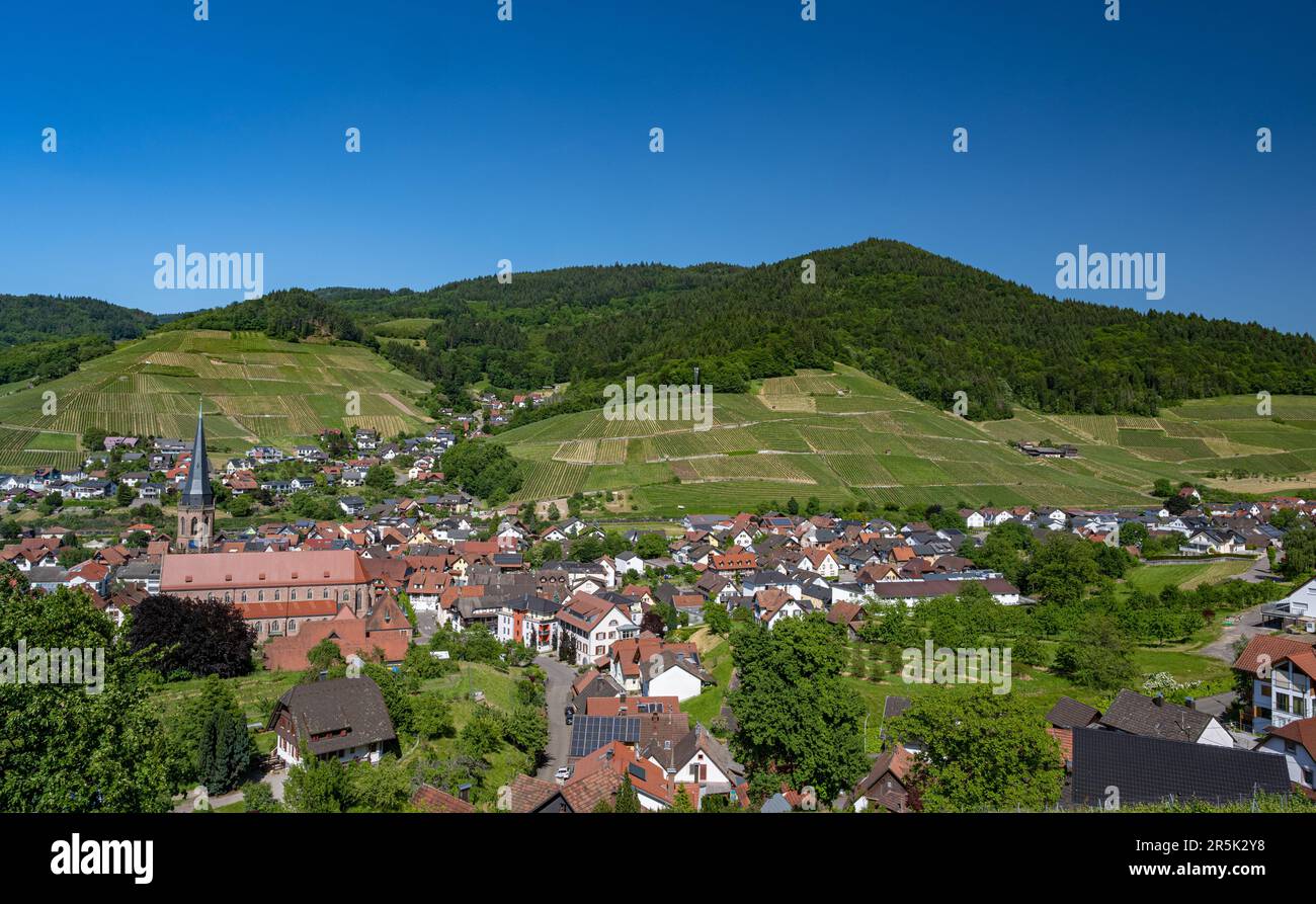 View of Kappelrodeck in the acher valley. Black Forest, Baden ...
