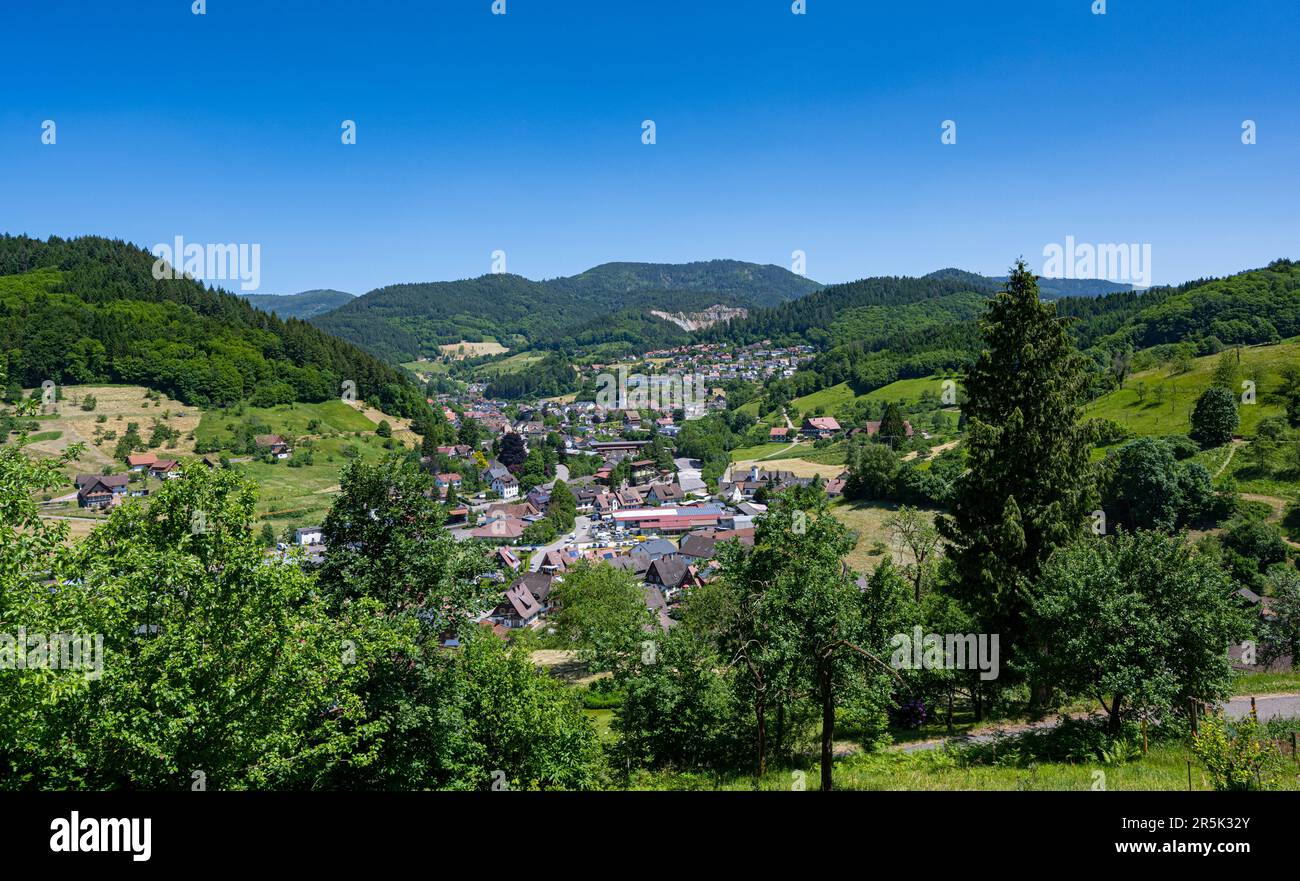 View of Ottenhoefen in the acher valley. Black Forest, Baden ...