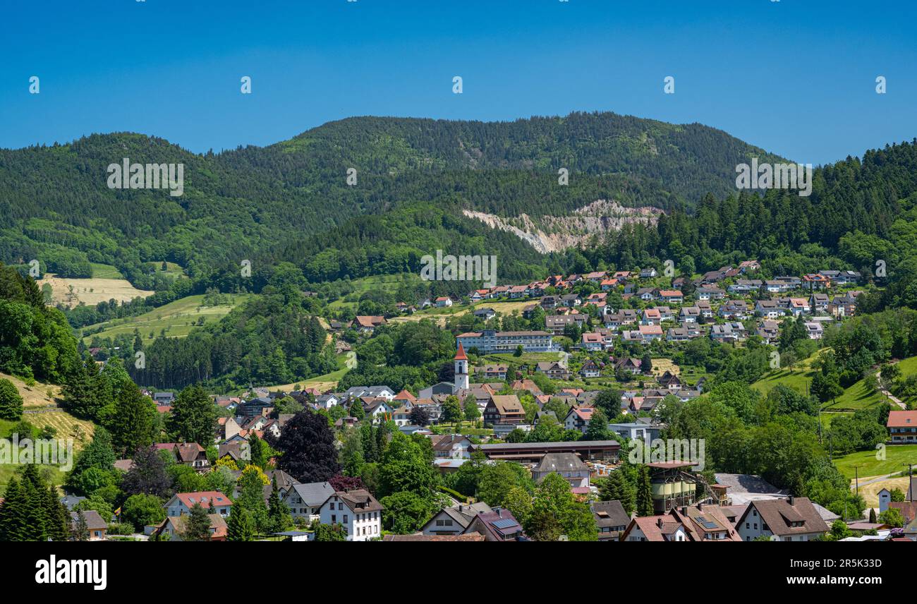 View of Ottenhoefen in the acher valley. Black Forest, Baden ...