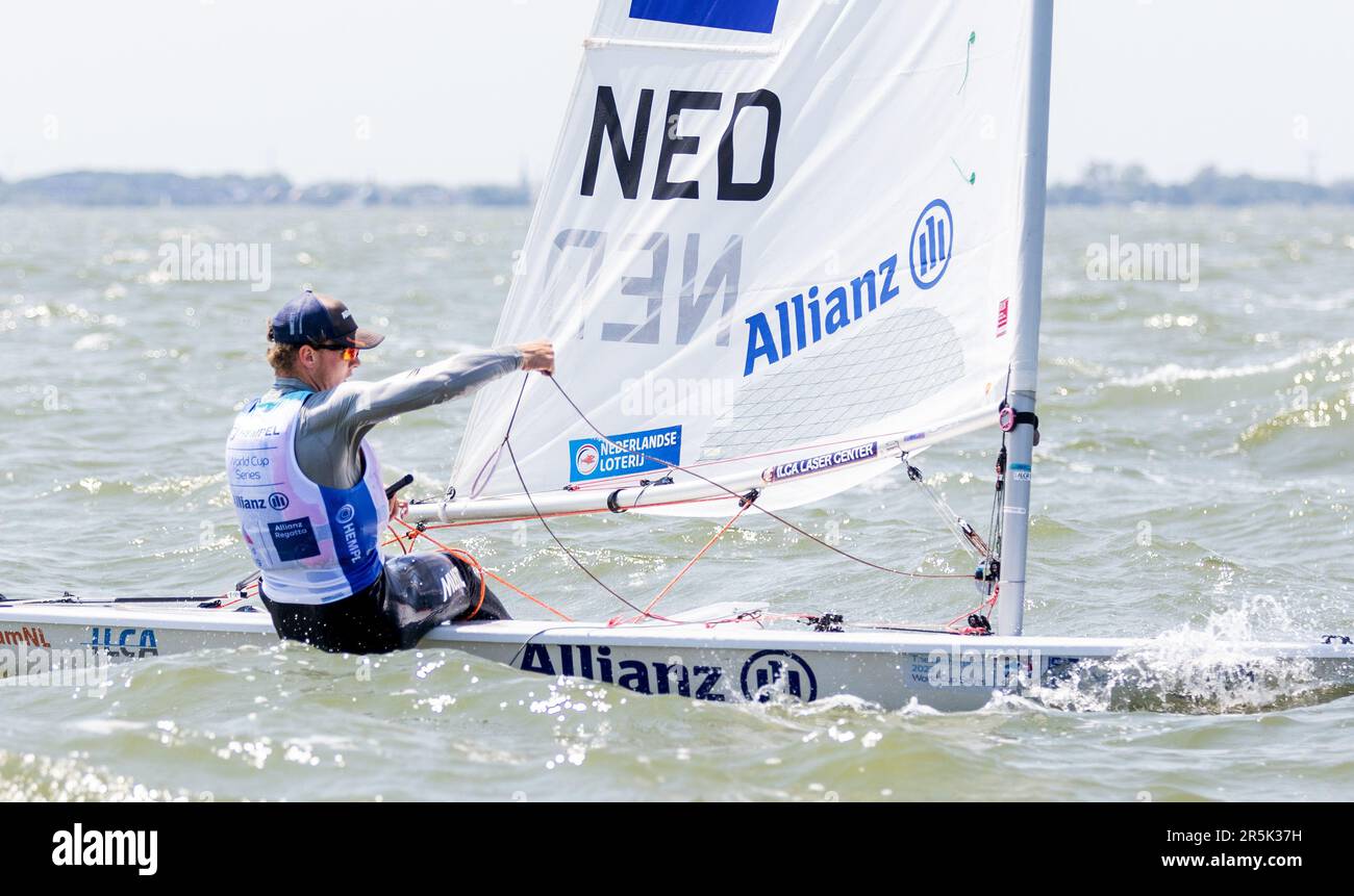 ALMERE - Thomas van Ofwegen in the class Ilca7 during the medal races ...