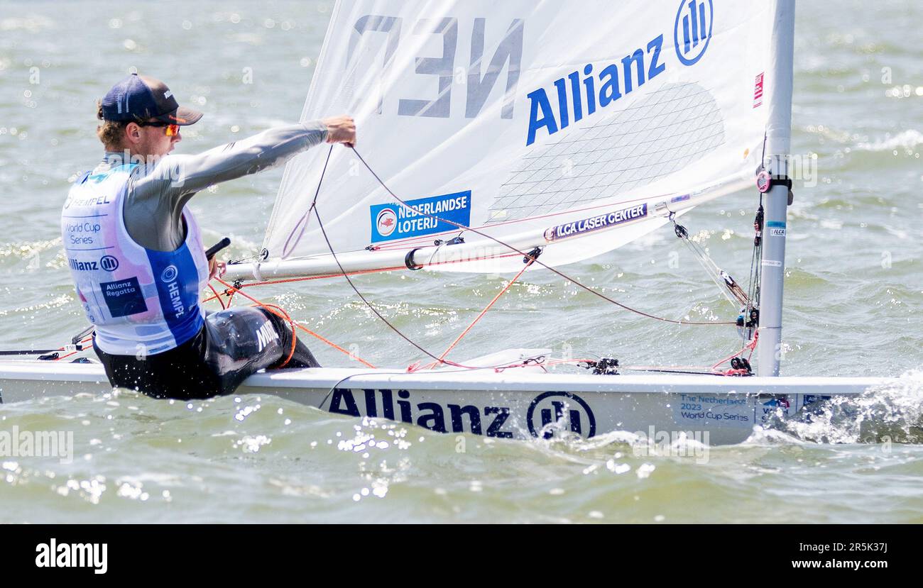 ALMERE - Thomas van Ofwegen in the class Ilca7 during the medal races ...