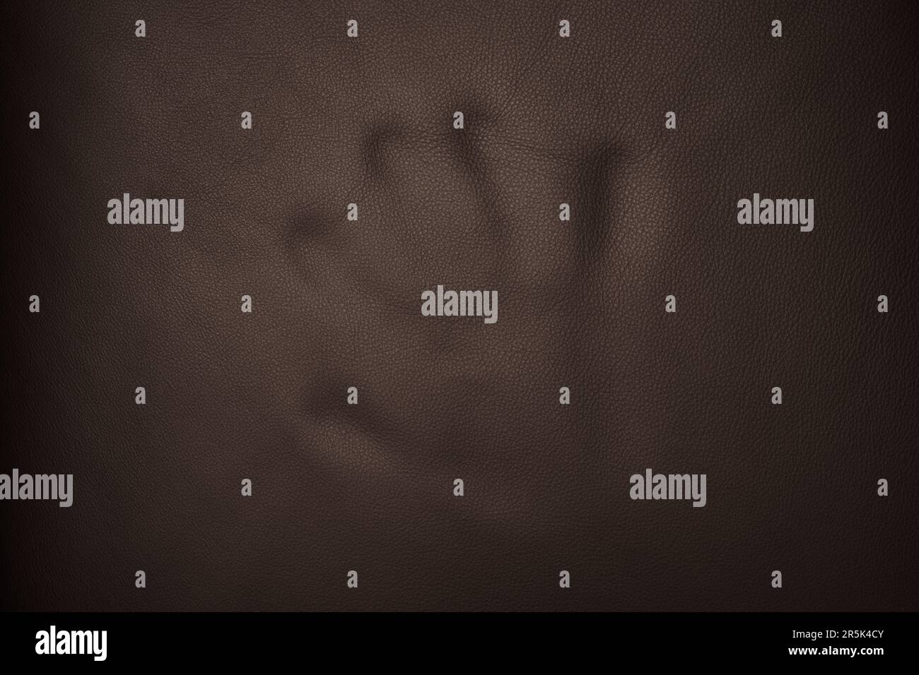 Full grain brown leather background with hand mark, backdrop photo ...