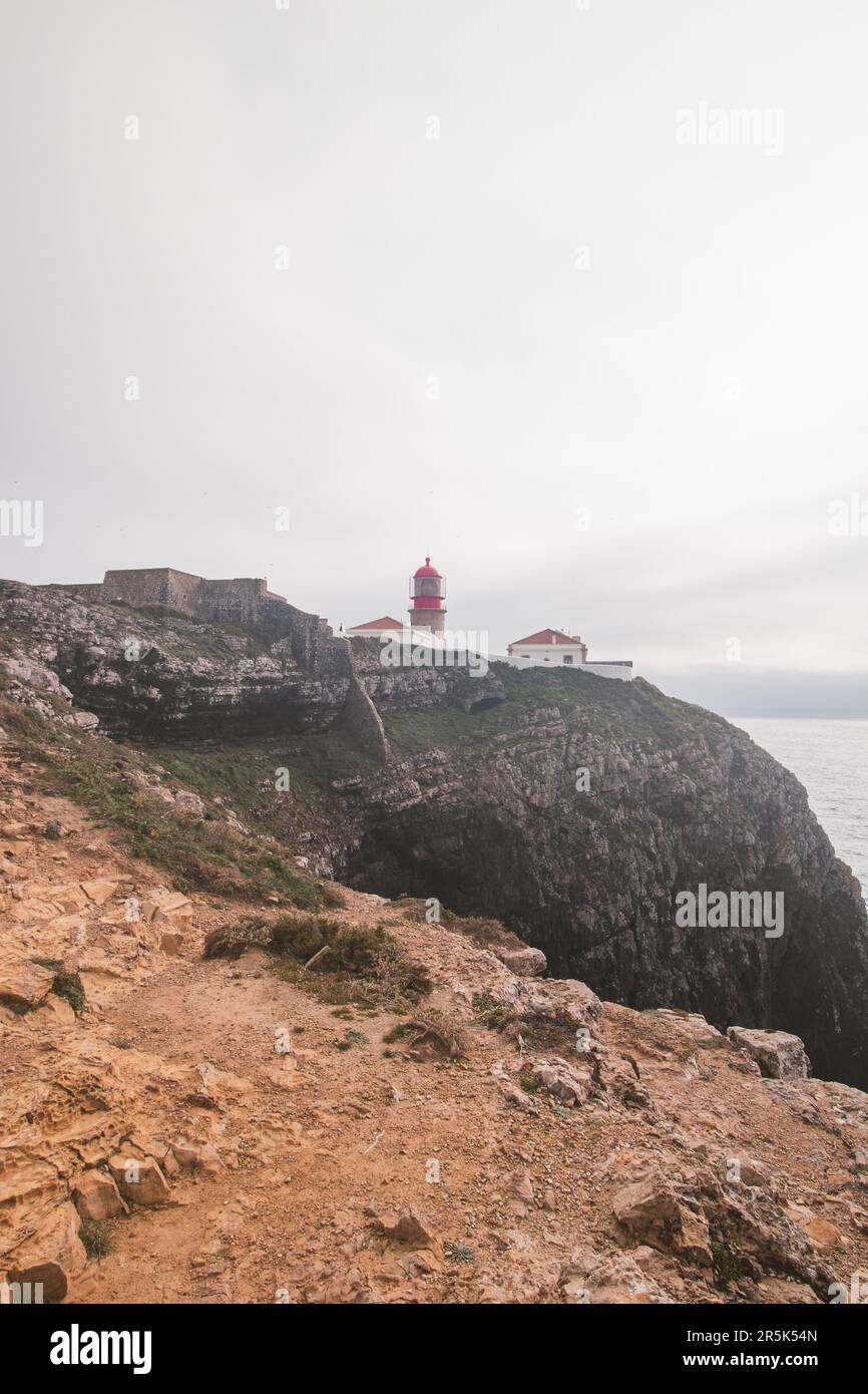 Famous Cabo de Sao Vicente Lighthouse point at the end of the ...